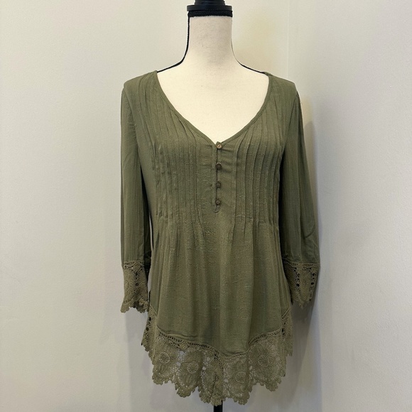 VENUS | Tops | Venius Olive Green Linen Blouse | Poshmark